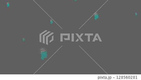 Image of green human heads with cogs moving on...のイラスト素材 [128560281 ...