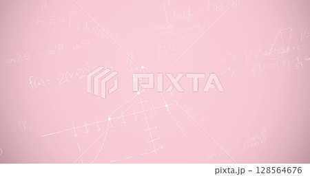Image of mathematical equations over pink...のイラスト素材 [128564676] - PIXTA