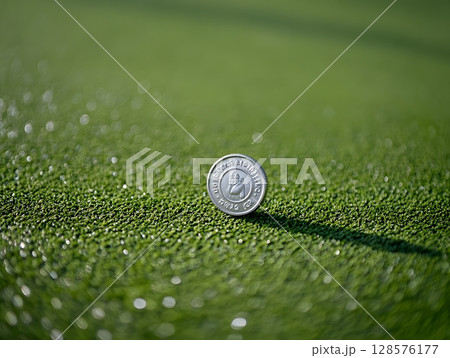 golf marker coin mockup on putting greenのイラスト素材 [128576177] - PIXTA