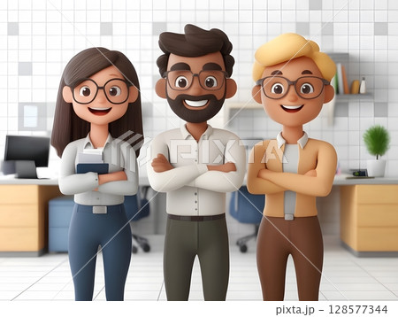Group of professionals 3D cartoon render,...のイラスト素材 [128577344] - PIXTA