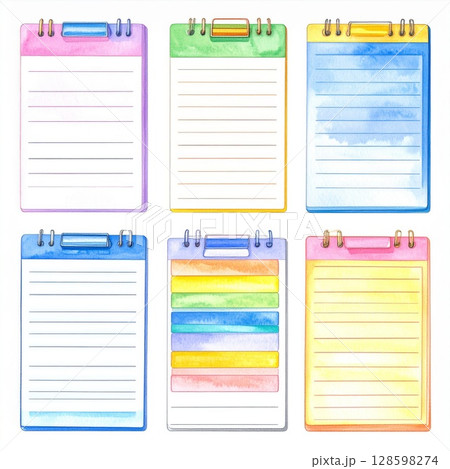Colorful Watercolor Notepads with Blank Linesのイラスト素材 [128598274] - PIXTA