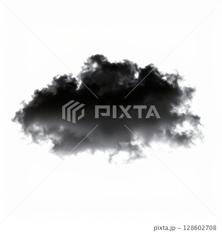 Black cloud shape over white background, single...のイラスト素材 [128602708 ...