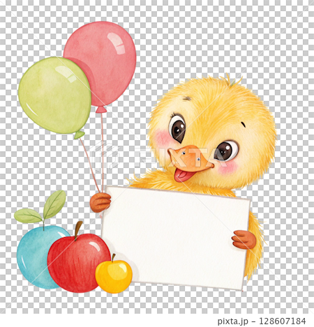 Cute animals holding white signs and balloons...のイラスト素材 [128607184] - PIXTA