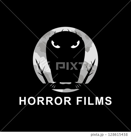 Horror films logo with monster illustration....のイラスト素材 [128615438] - PIXTA
