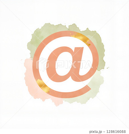 Pastel @ symbol on soft watercolor background,...のイラスト素材 [128616088 ...