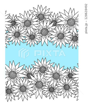 Sunflower Horizontal seamless border frame...のイラスト素材 [128628492] - PIXTA