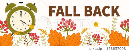 Autumn hand-drawn Fall back banner. のイラスト素材 [128657098] - PIXTA