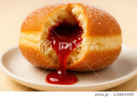 Glazed Sugar Doughnut Burst with Oozing...のイラスト素材 [128663499] - PIXTA