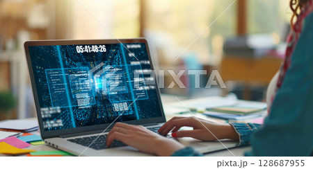 Software development or programming work with...のイラスト素材 [128687955] - PIXTA