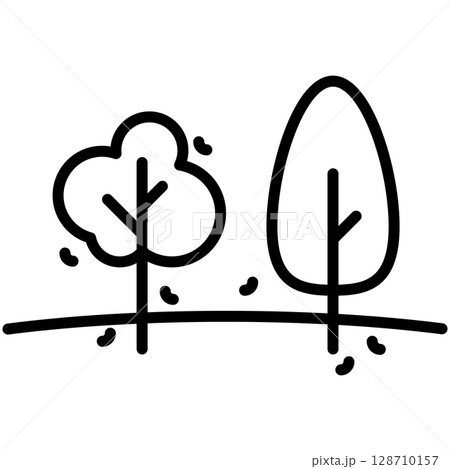Trees with Falling Leaves Line Icon Vectorのイラスト素材 [128710157] - PIXTA