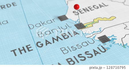 Gambia, Banjul - push pin on political map - 3D...のイラスト素材 [128710795 ...