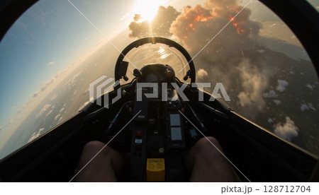 Aerial View Inside Cockpit of Aircraft...のイラスト素材 [128712704] - PIXTA