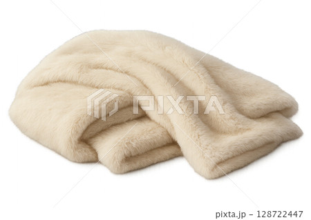 Soft and Cozy Cream Throw Blanket Folded on a...のイラスト素材 [128722447] - PIXTA