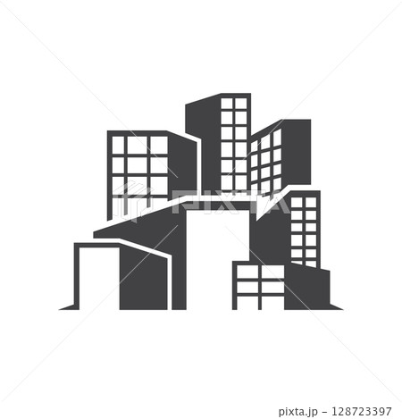 High rise building logo design with real estate...のイラスト素材 [128723397 ...