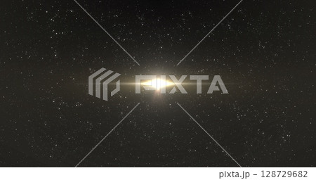 Glowing celestial body radiating light in deep...のイラスト素材 [128729682 ...