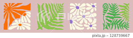Classic wavy flower pattern from the 70sのイラスト素材 [128739667] - PIXTA