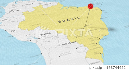 Brazil, Brasilia - push pin on political map -...のイラスト素材 [128744422 ...