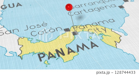 Panama, Panama City - push pin on political map...のイラスト素材 [128744433 ...