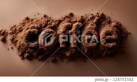 A pile of coffee powder with the word coffee...のイラスト素材 [128751582] - PIXTA