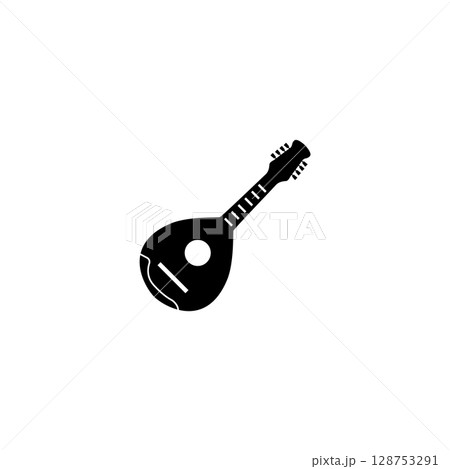 Simple black silhouette of a mandolin....のイラスト素材 [128753291] - PIXTA