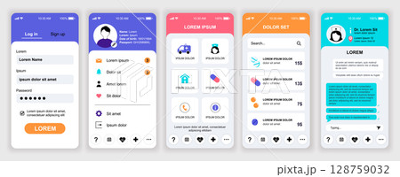 Online pharmacy mobile app interface templates...のイラスト素材 [128759032 ...