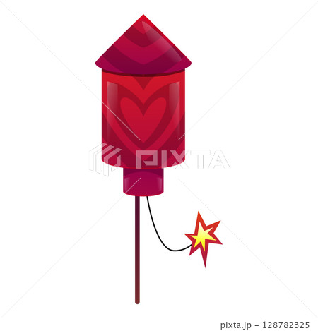 Cartoon red firecracker launch, vector firework...のイラスト素材 [128782325 ...