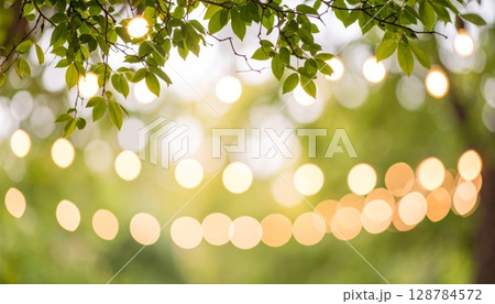 Blurred bright sunlight filters through green...のイラスト素材 [128784572] - PIXTA