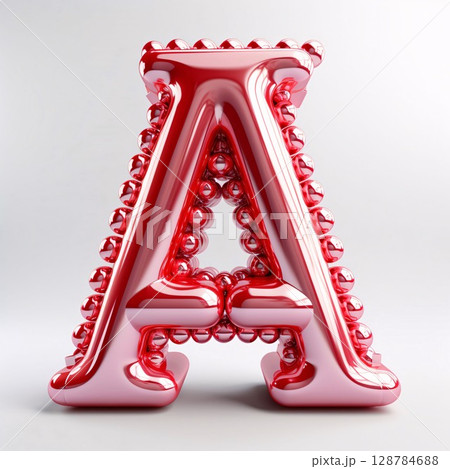 Red metallic balloon font on white background....のイラスト素材 [128784688 ...