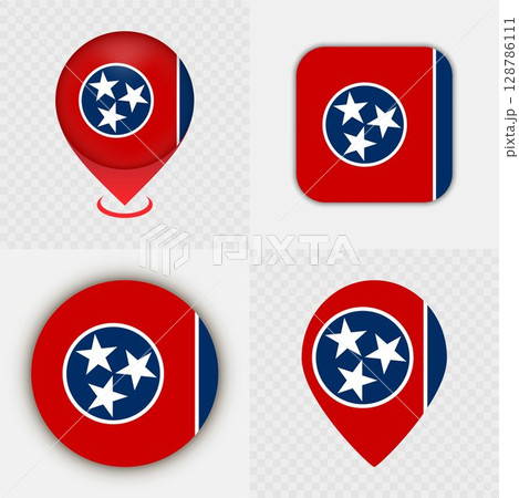 Set of Tennessee State Flag Icons and Map Pins.のイラスト素材 [128786111] - PIXTA