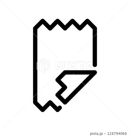 Line Art Icon of a Torn Receipt with a Folded...のイラスト素材 [128794068] - PIXTA