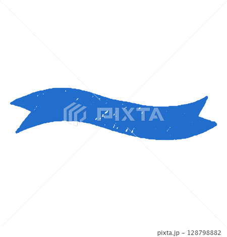 Blue crayon sketch wave outline ribbon banner,...のイラスト素材 [128798882 ...