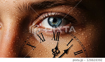 A man's face covered in sweat drops with a...のイラスト素材 [128828392] - PIXTA
