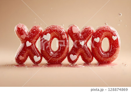 Glossy, candy-like XOXO letters with heart...のイラスト素材 [128874869] - PIXTA