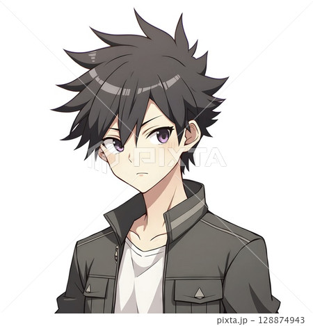 Cool Anime Guy Smirking With Confident Expressionのイラスト素材 [128874943 ...