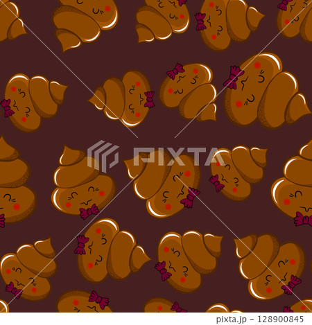 Seamless pattern with kawaii poop on color...のイラスト素材 [128900845] - PIXTA