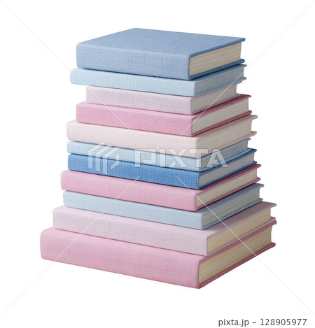 Stack of pastel colored books with textured...のイラスト素材 [128905977] - PIXTA