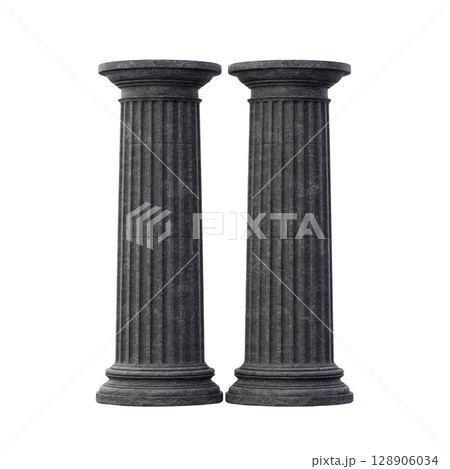 Two ancient stone columns stand side by side,...のイラスト素材 [128906034] - PIXTA