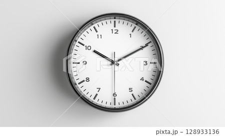 Classic white wall clock on a subtle backdropのイラスト素材 [128933136] - PIXTA