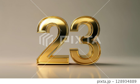 Golden metallic number 23 in 3D designのイラスト素材 [128934889] - PIXTA
