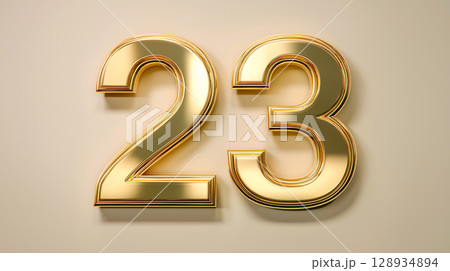 Golden metallic number 23 in 3D styleのイラスト素材 [128934894] - PIXTA