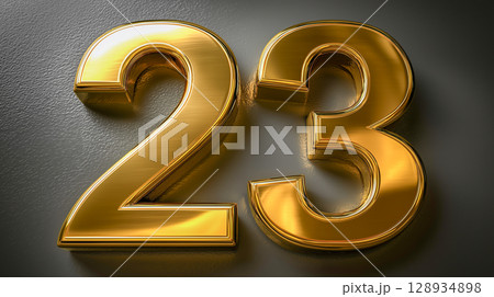 Gold metallic number 23 in 3D designのイラスト素材 [128934898] - PIXTA