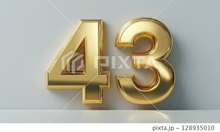 Golden metallic number 43 presented in 3D designのイラスト素材 [128935010] - PIXTA