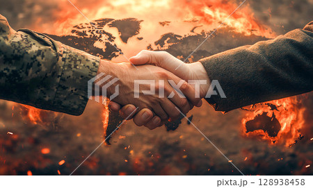 handshake between soldier different country...のイラスト素材 [128938458] - PIXTA