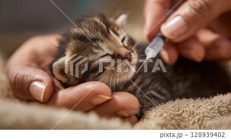 First-person view of kitten vaccination in a...のイラスト素材 [128939402] - PIXTA