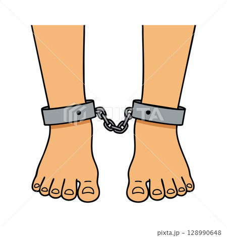 Bare feet with metal handcuffs and chains...のイラスト素材 [128990648] - PIXTA