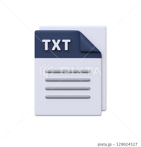 TXT file, format, 3D icon. Plain text document...のイラスト素材 [129024527 ...