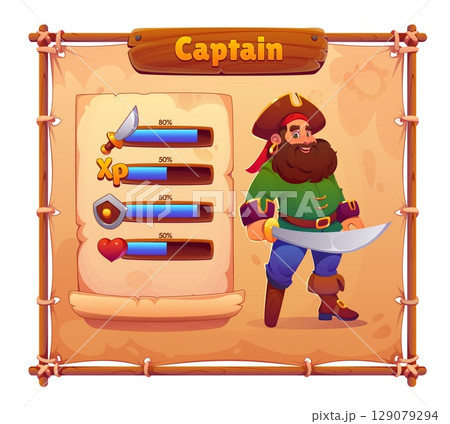 Game option window with cartoon pirate crew...のイラスト素材 [129079294] - PIXTA