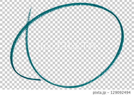 Green pencil highlight circle mark isolated on...のイラスト素材 [129092494 ...