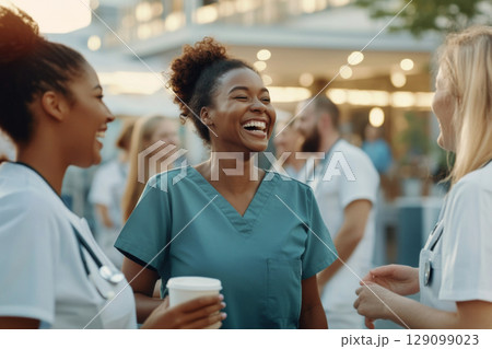 Group of female doctors laughing together...のイラスト素材 [129099023] - PIXTA