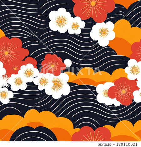Japanese Floral Seamless Patternのイラスト素材 [129110021] - PIXTA